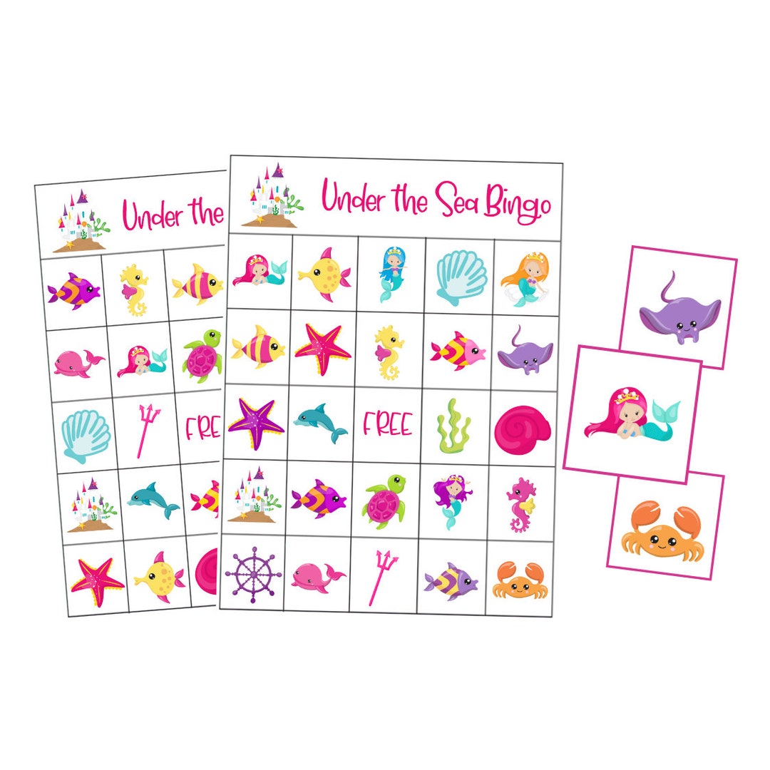 Printable Under the Sea BINGO Game, Mermaid Birthday Instant Download ...