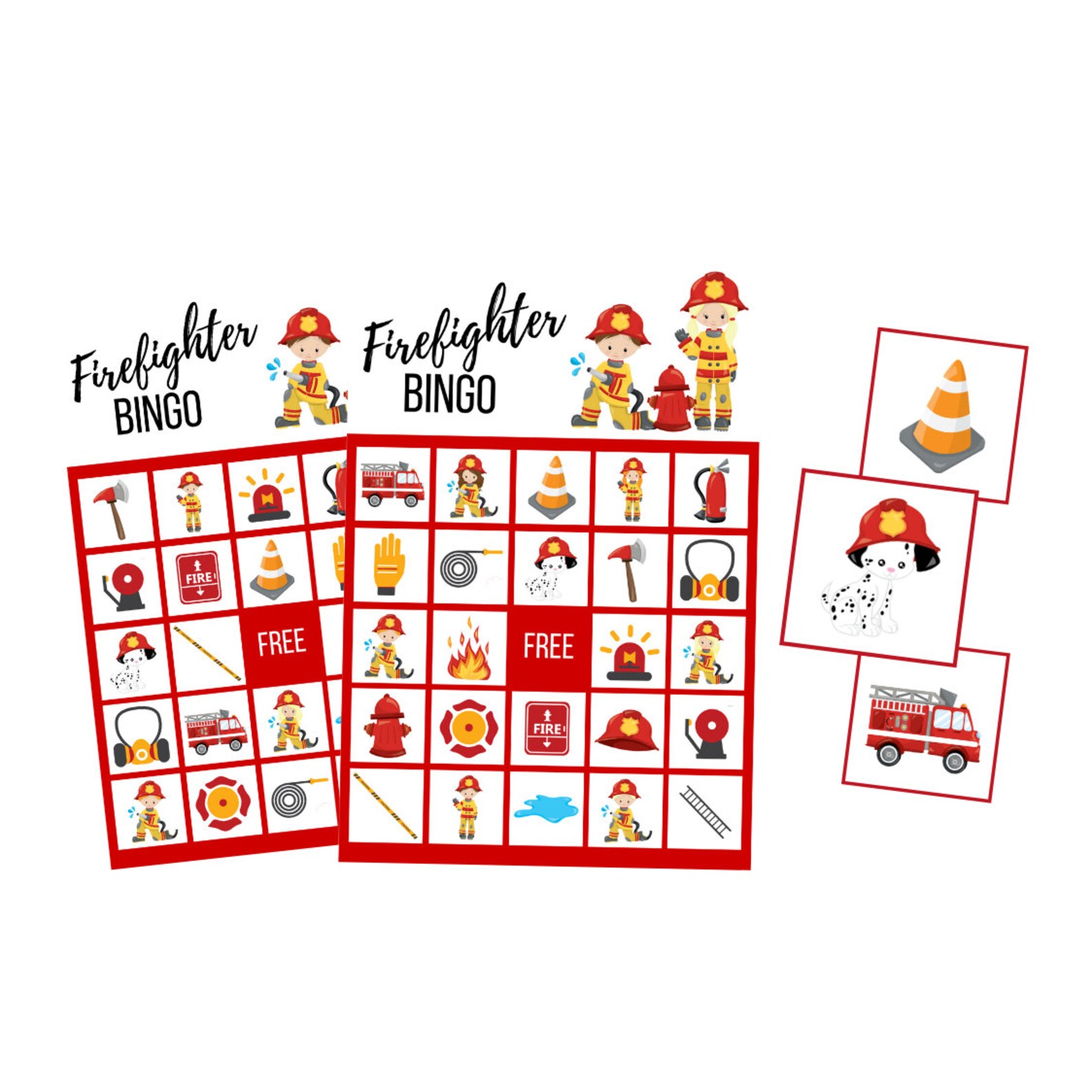 Printable Firefighter BINGO Cards, Fire Fighter Birthday Party Digital ...