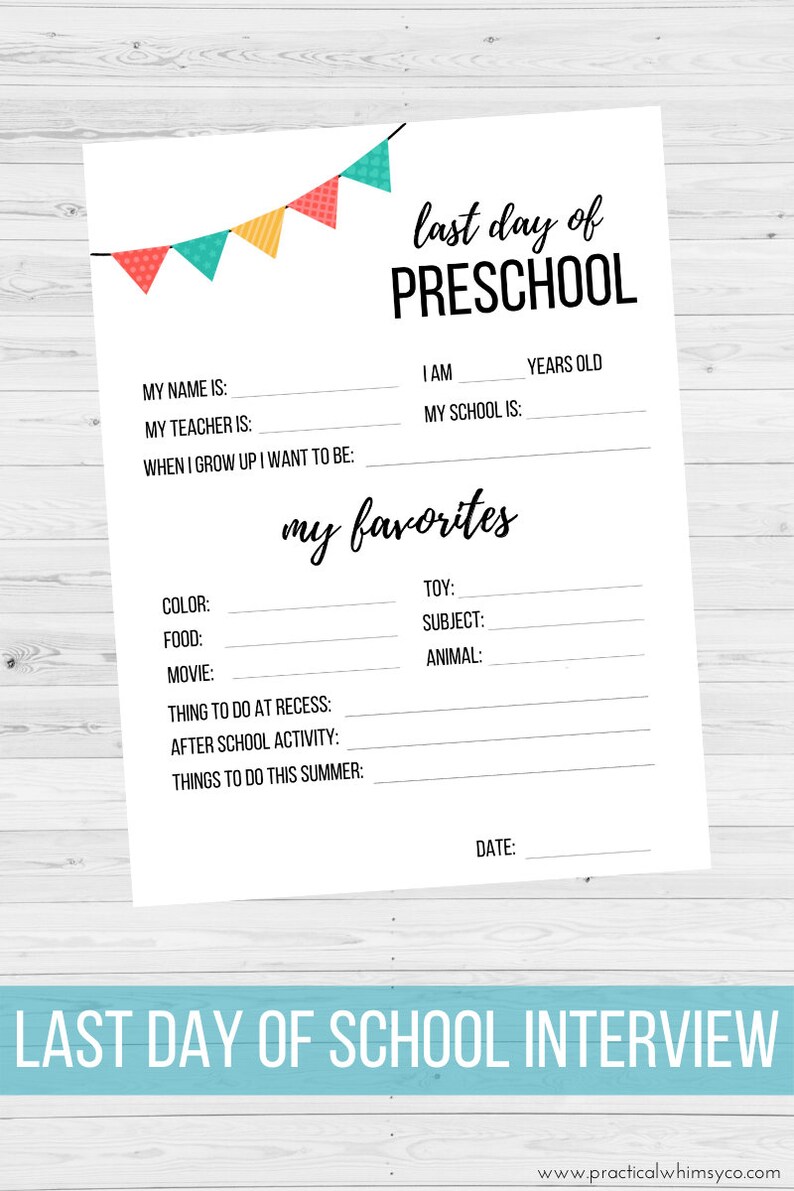 Last Day of School Printable All Grades Interview Home - Etsy