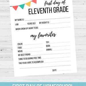 Printable Back to School Interview for Homeschool Kids, First Day of ...