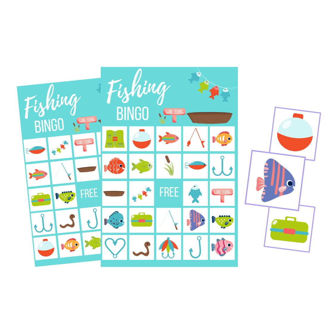Printable Fishing BINGO Game, Gone Fishing Birthday Party Digital ...