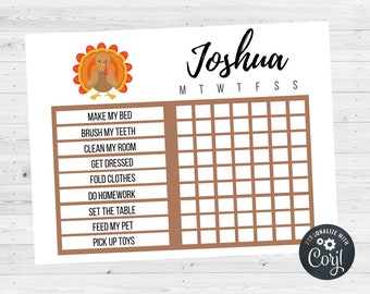 Turkey Reward Chart - Etsy