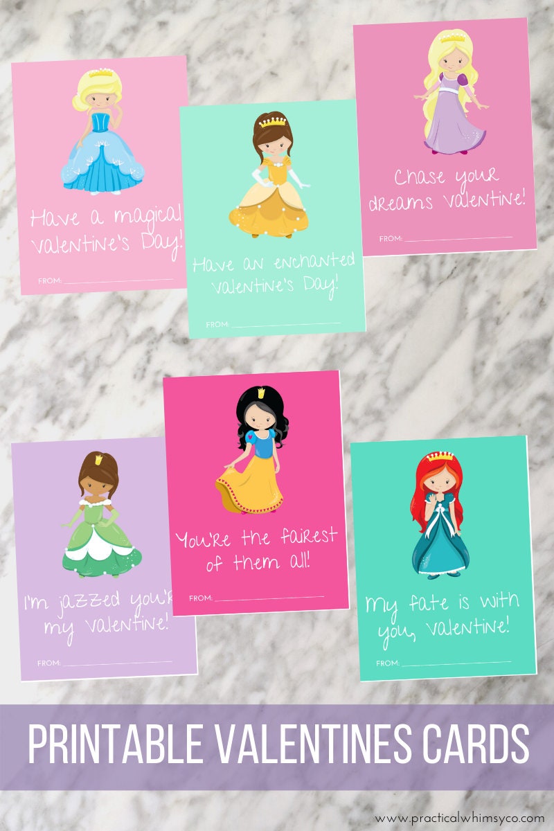 Princess Valentines Day Card for Kids Fairytale Printable | Etsy