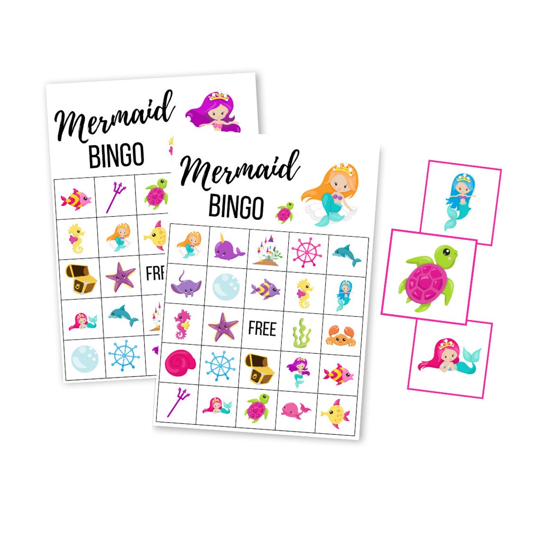 Mermaid BINGO Game, Kawaii Ocean Instant Download, Under the Sea ...