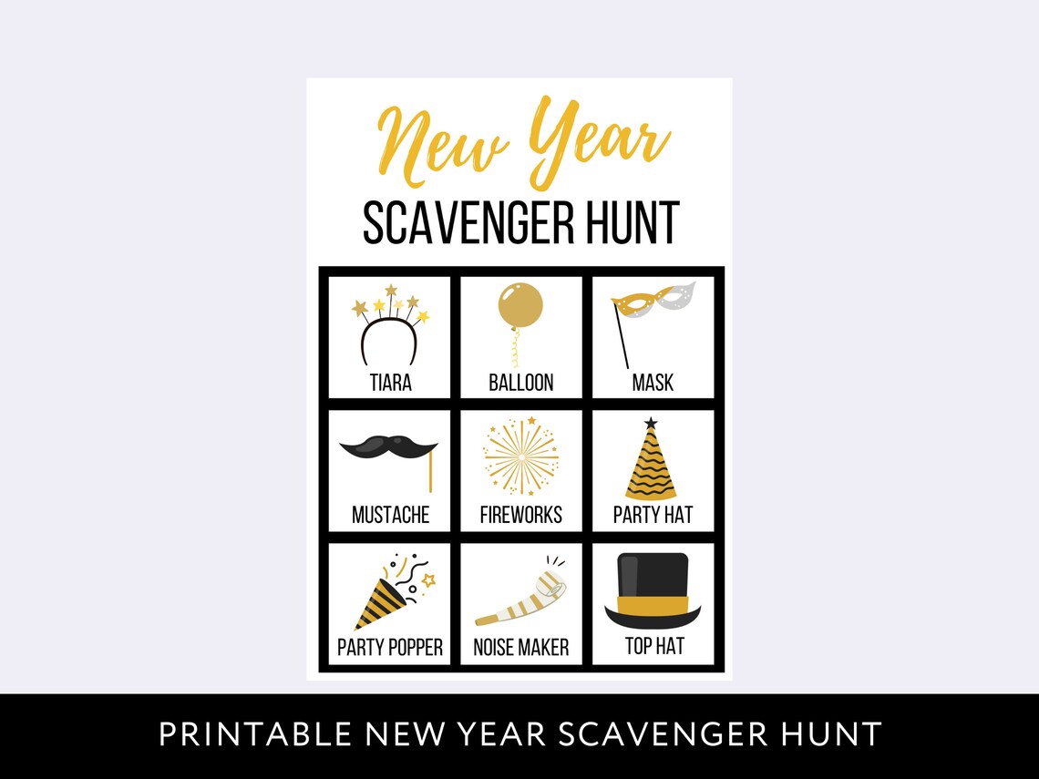 New Years Eve Party Scavenger Hunt Printable, Holiday Digital Download ...