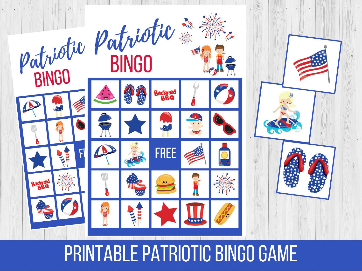 Printable Patriotic BINGO Cards, Americana Digital Download, Fourth of ...