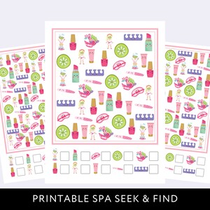 Printable Spa Party Seek and Find, I Spy Birthday Party Game for Kids ...