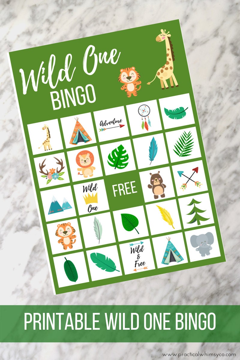 Printable Wild One BINGO Game, First Birthday Party Digital Download ...