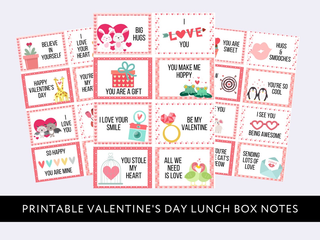 Printable Valentines Day Lunch Box Notes for Kids Love Notes - Etsy
