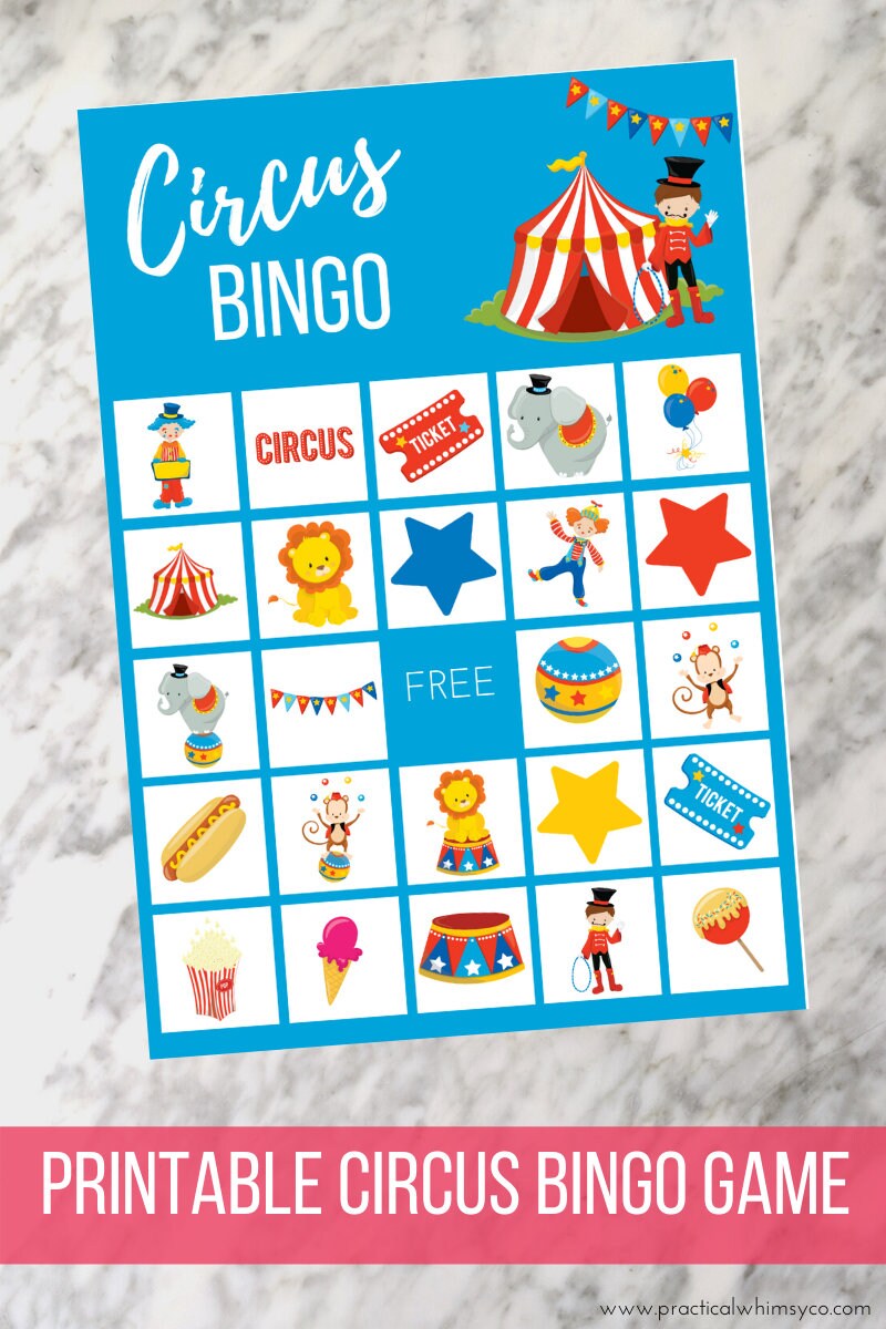 Printable Circus BINGO Game, Clown Instant Download, Animal Digital ...
