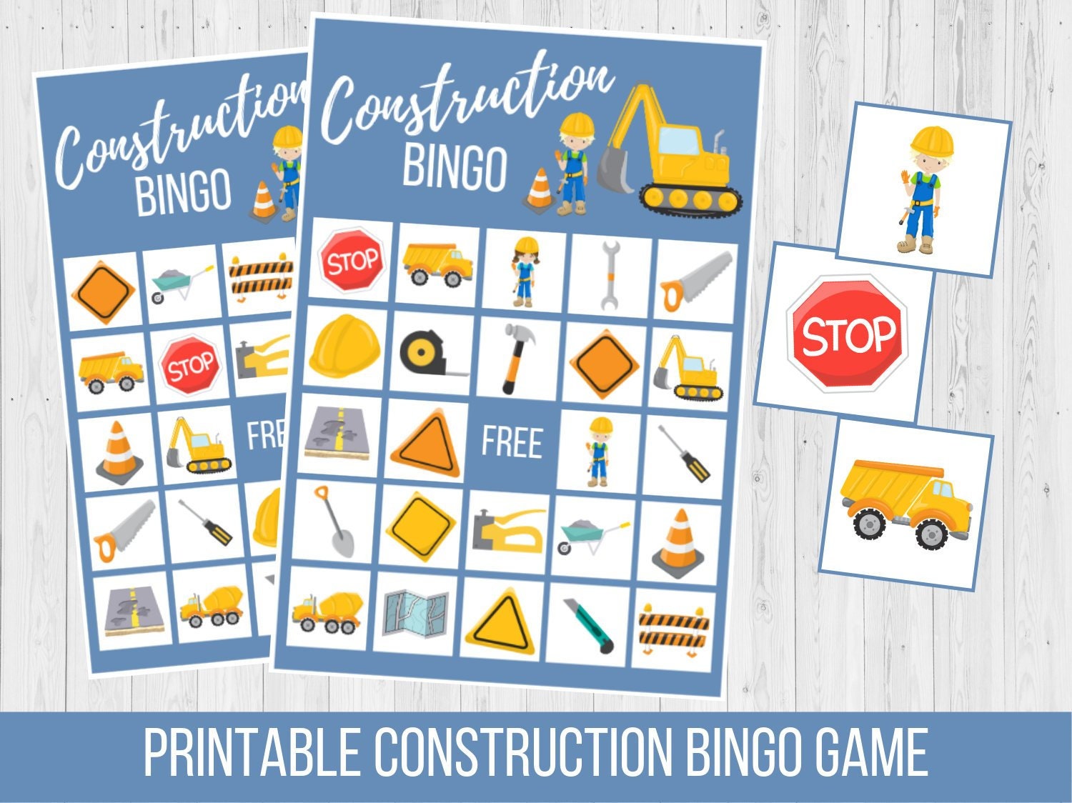 Printable Construction BINGO Cards, Birthday Party Digital Download ...