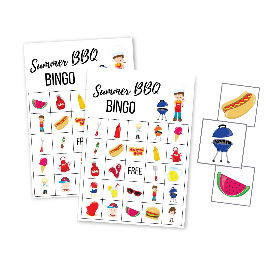 Printable Summer BINGO Game, Backyard BBQ Game Cards, Pool Party ...