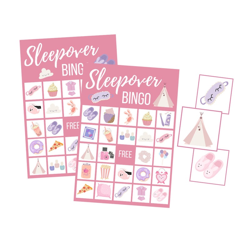 Slumber Party BINGO Game, Girl Birthday Digital Download, Sleepover ...