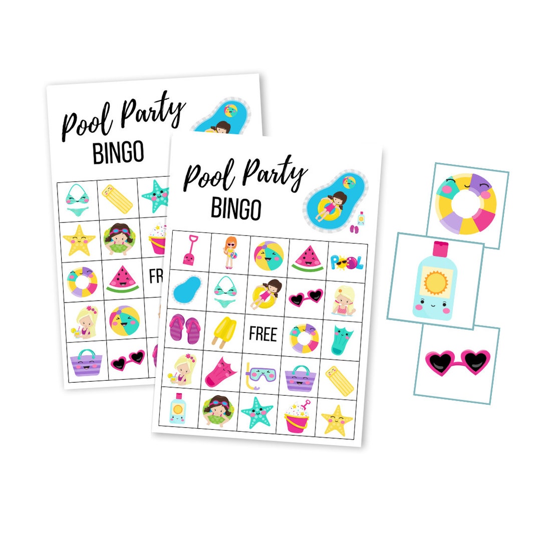 Summer BINGO Party Games, Pool Party Printable, Hello Summer Kids ...