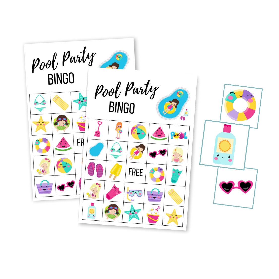 Summer BINGO Party Games, Pool Party Printable, Hello Summer Kids ...