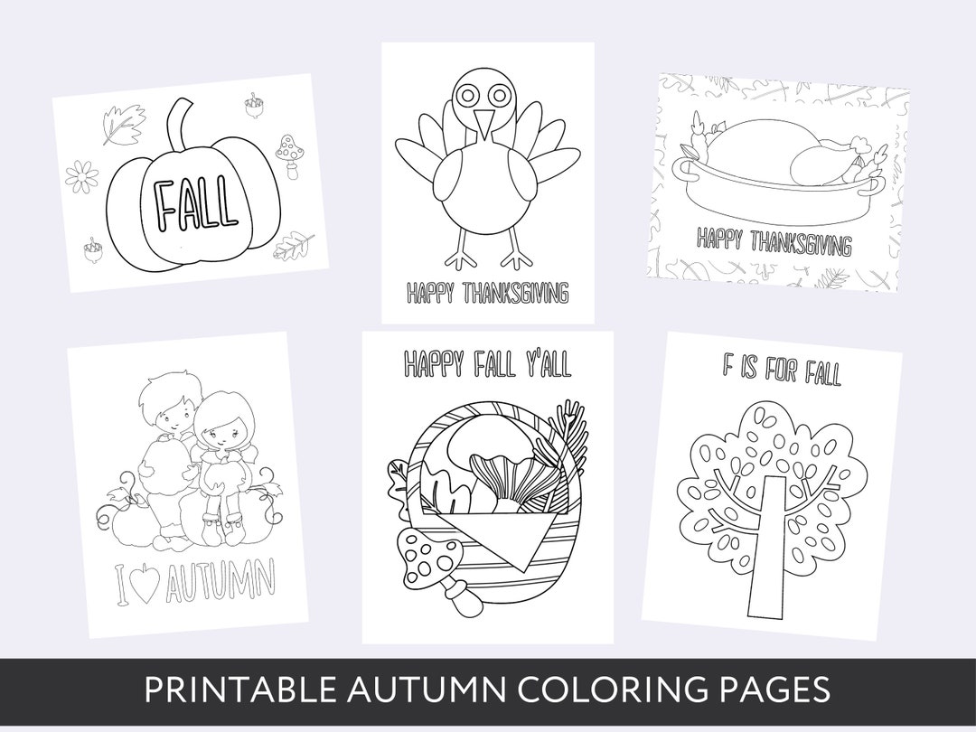 Printable Thanksgiving Coloring Pages for Kids, Fall Digital Download ...