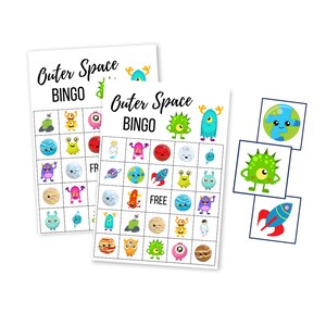 Printable Outer Space BINGO, Birthday Game Kids Activities, Alien ...