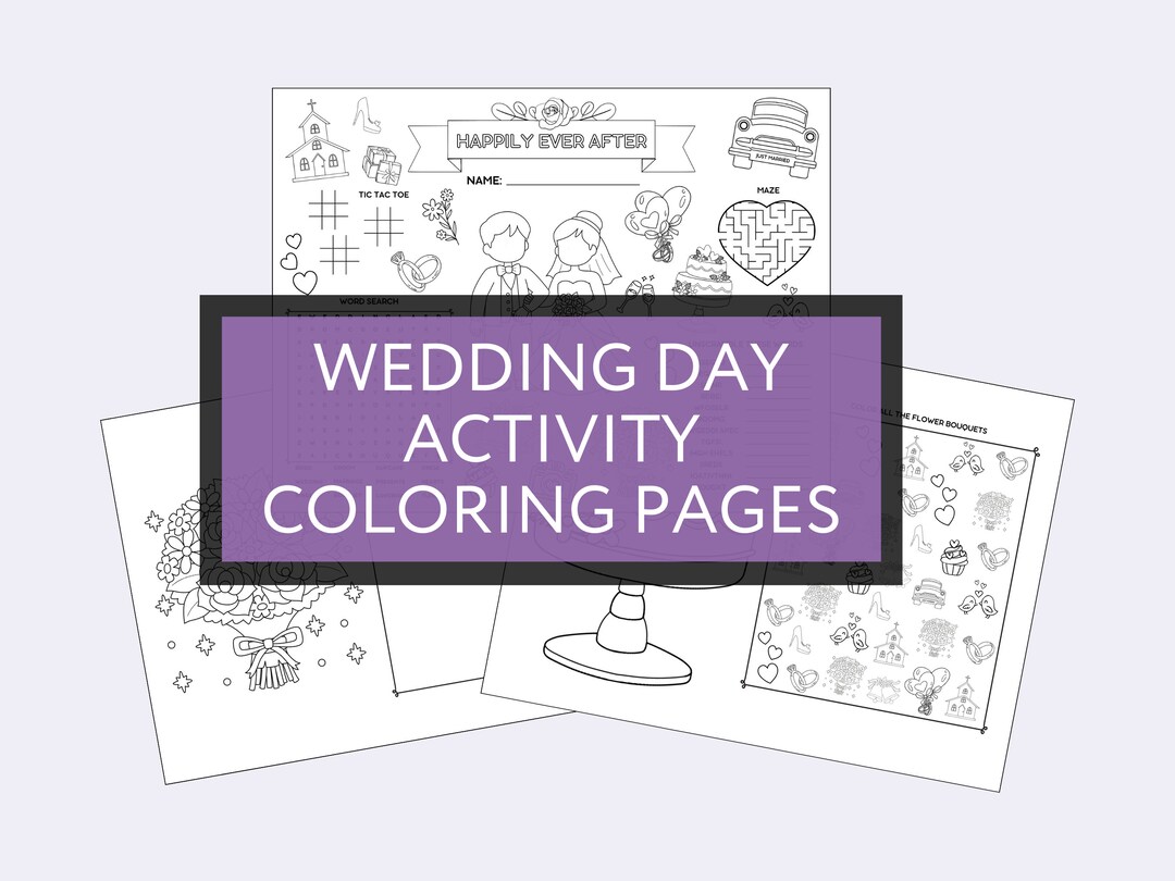 Wedding Coloring Book, Bridal Shower Kids Activities, Rehearsal Dinner ...