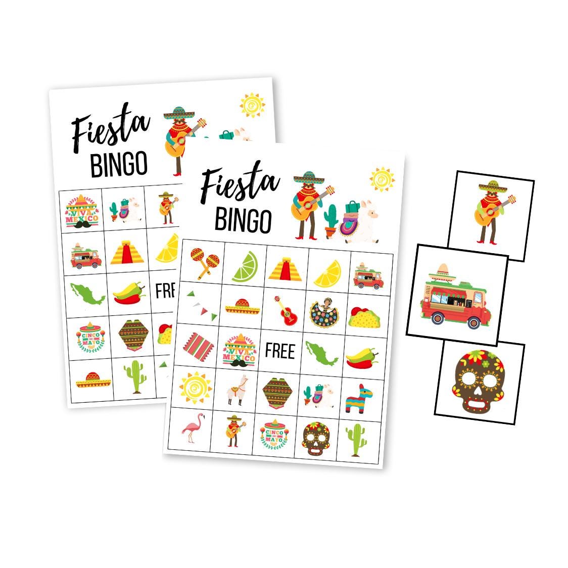 Printable Fiesta BINGO Cards, Llama Digital Download Birthday Party ...