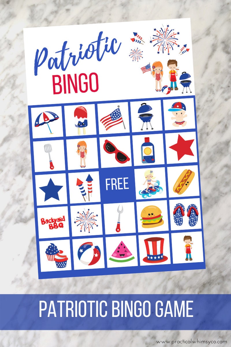 Printable Patriotic BINGO Cards, Americana Digital Download, Fourth of ...
