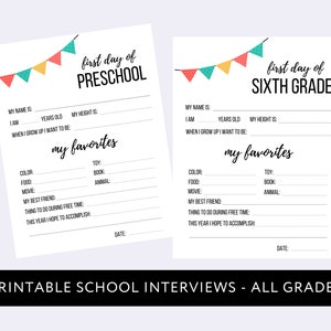 Printable Back to School Interview for Homeschool Kids, First Day of ...