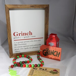 Grinch Definition Christmas Wood Framed Sign, Farmhouse Sign, Framed ...