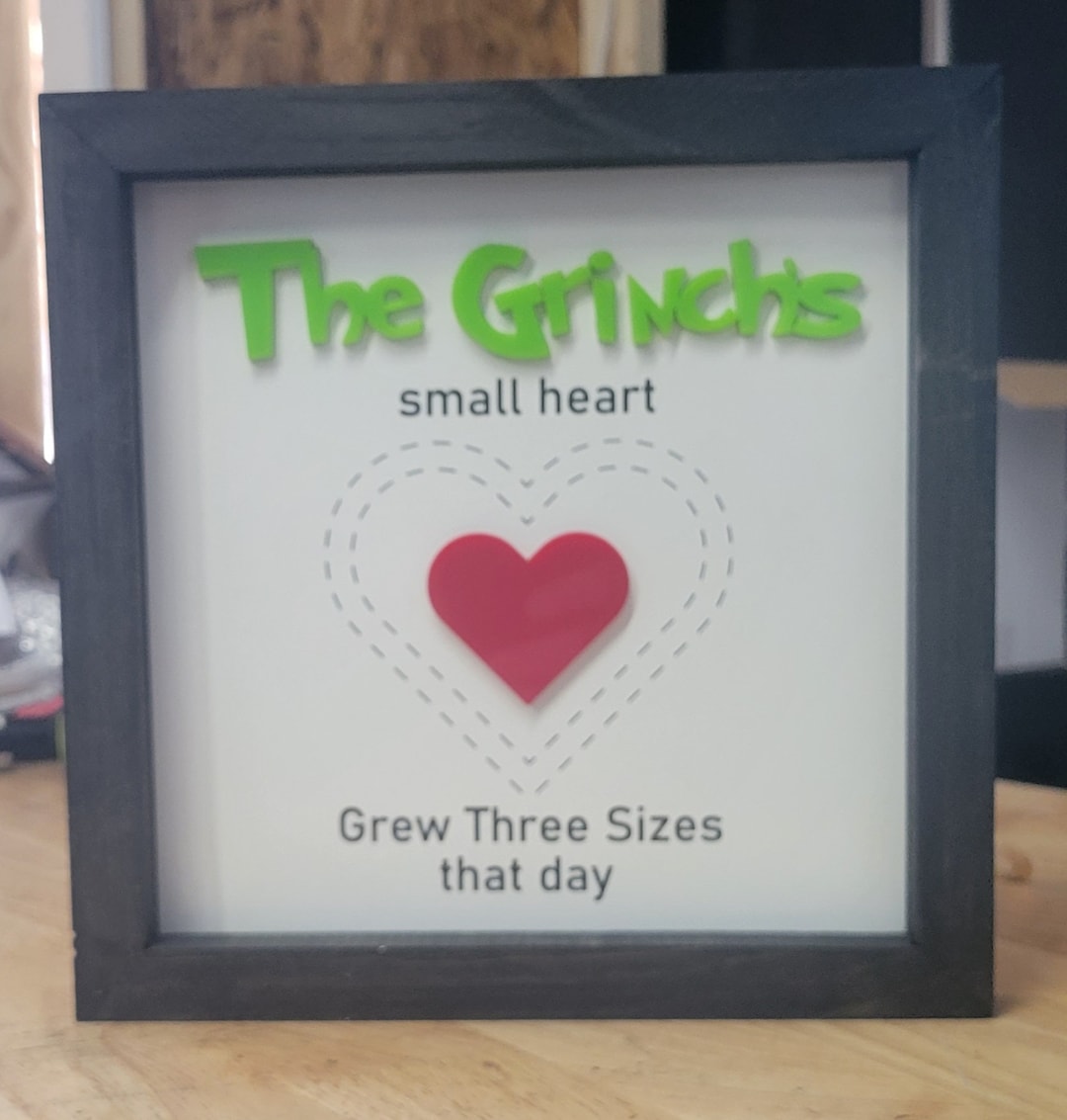 Grinch's Heart Grew Framed Sign, Grinch Christmas Sign, Wood Sign ...