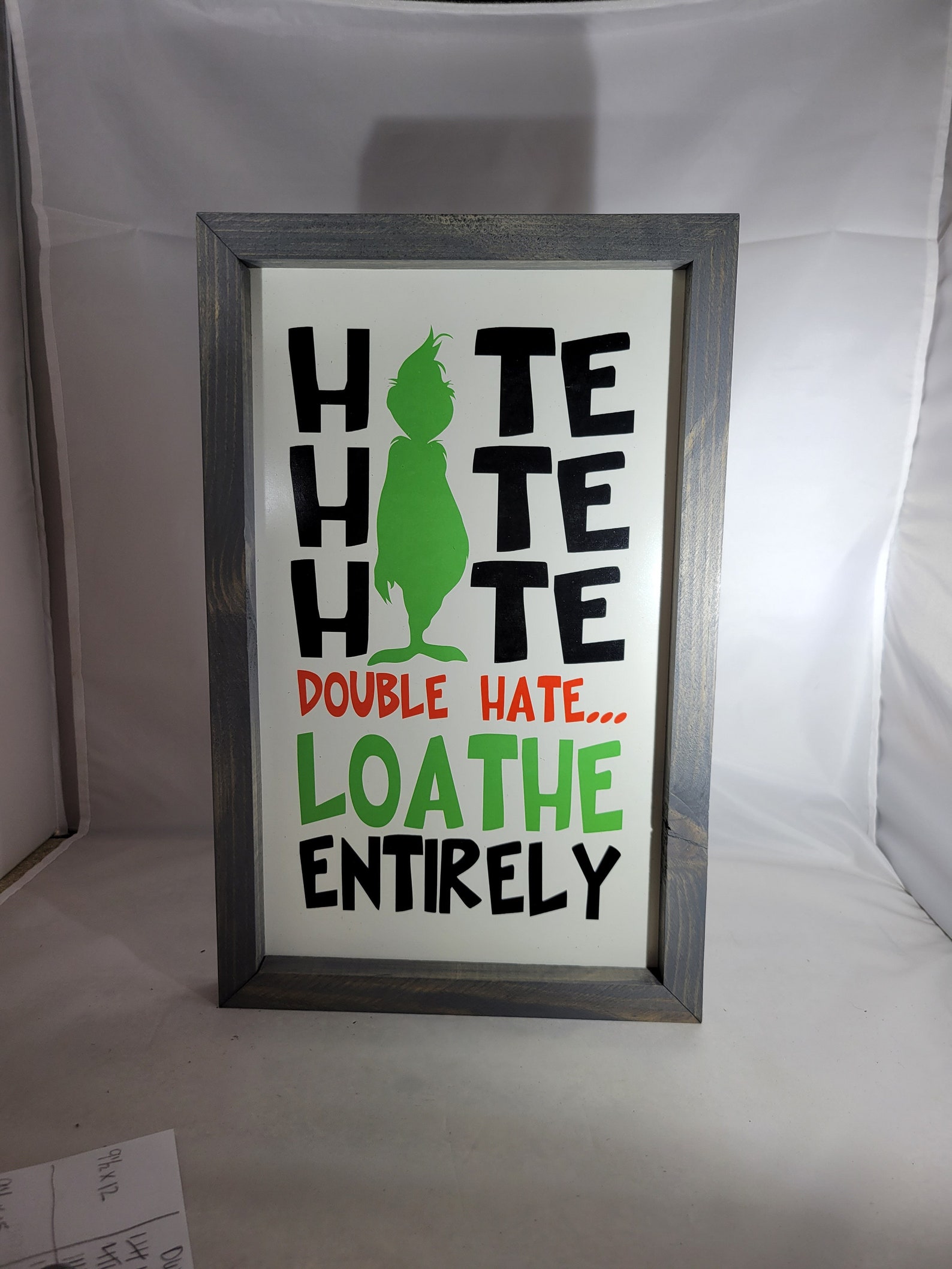Hate Hate Hate Double Hate Loathe Entirely Grinch Sign Framed | Etsy