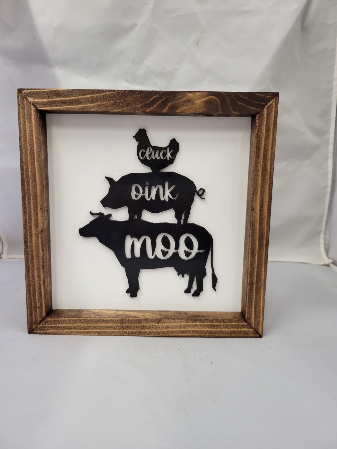 Cluck, Oink, Moo Laser Cut Layered Framed Sign, Chicken, Pig, Cow Sign ...