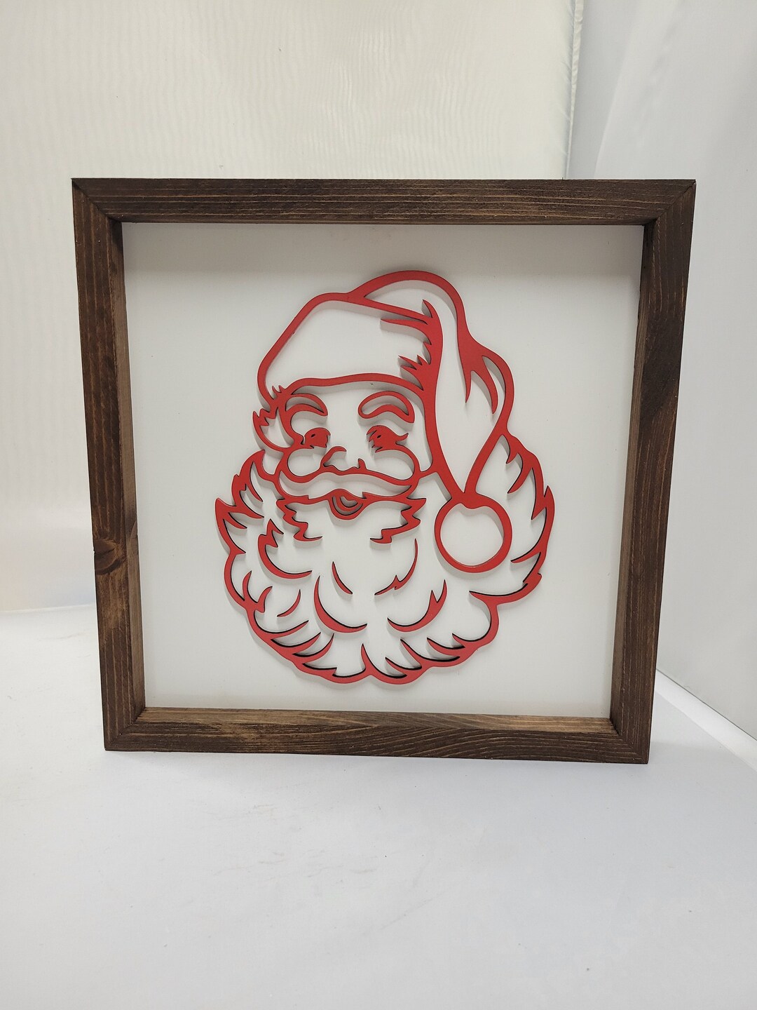 Santa Clause Face Laser Cut Wood Framed Sign, Christmas Santa Sign - Etsy