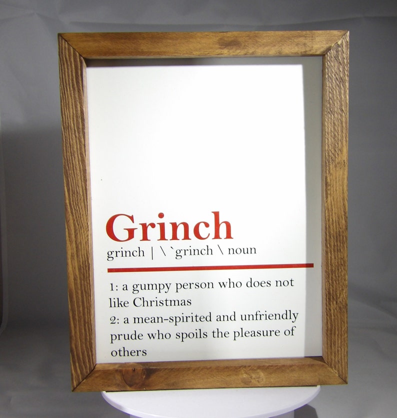 Grinch Definition Christmas Wood Framed Sign Farmhouse Sign | Etsy
