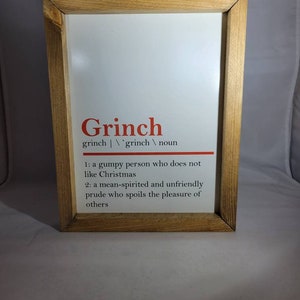 Grinch Definition Christmas Wood Framed Sign, Farmhouse Sign, Framed ...