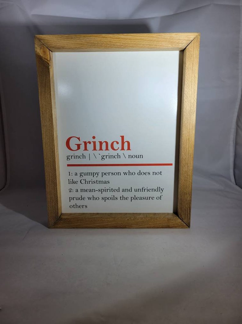 Grinch Definition Christmas Wood Framed Sign Farmhouse Sign | Etsy