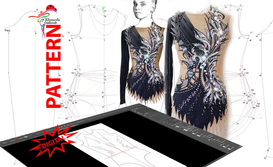 V Digital Pattern, Pattern Leotard for Rhythmic Gymnastics, Acrobatics ...