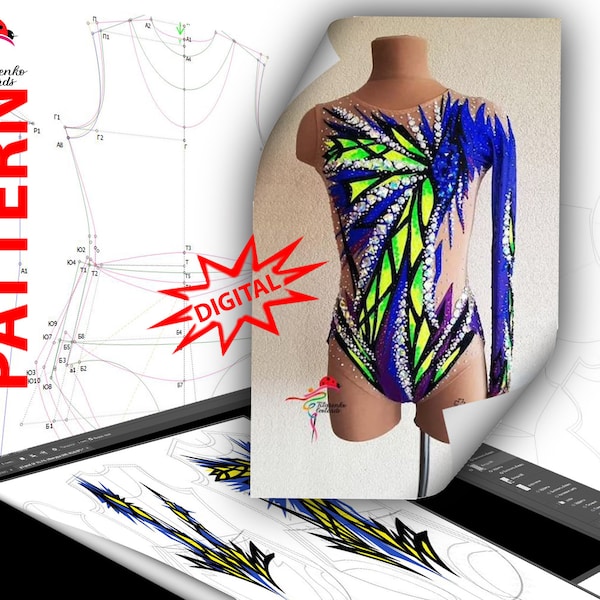 Individual Pattern Leotard for Rhythmic Gymnastics, Acrobatics, Skating ...