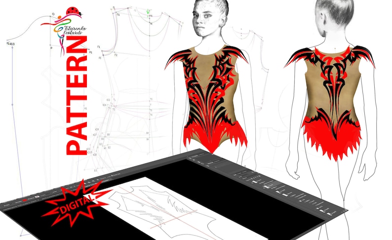V Digital Pattern, Laser Cut Fabric, Pattern Leotard for Rhythmic ...