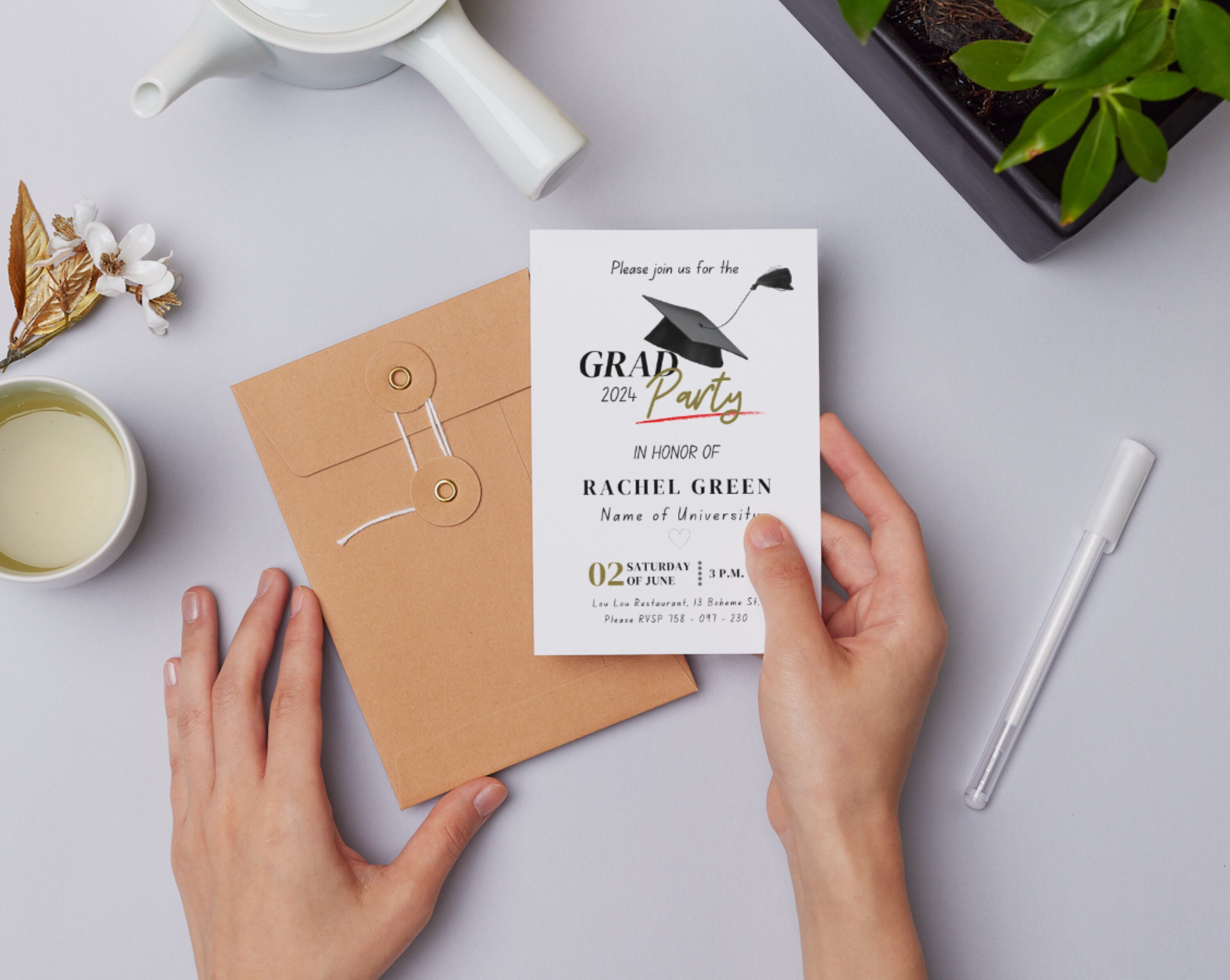 Graduation Invitation 2024 Template, Modern Graduation Announcement ...