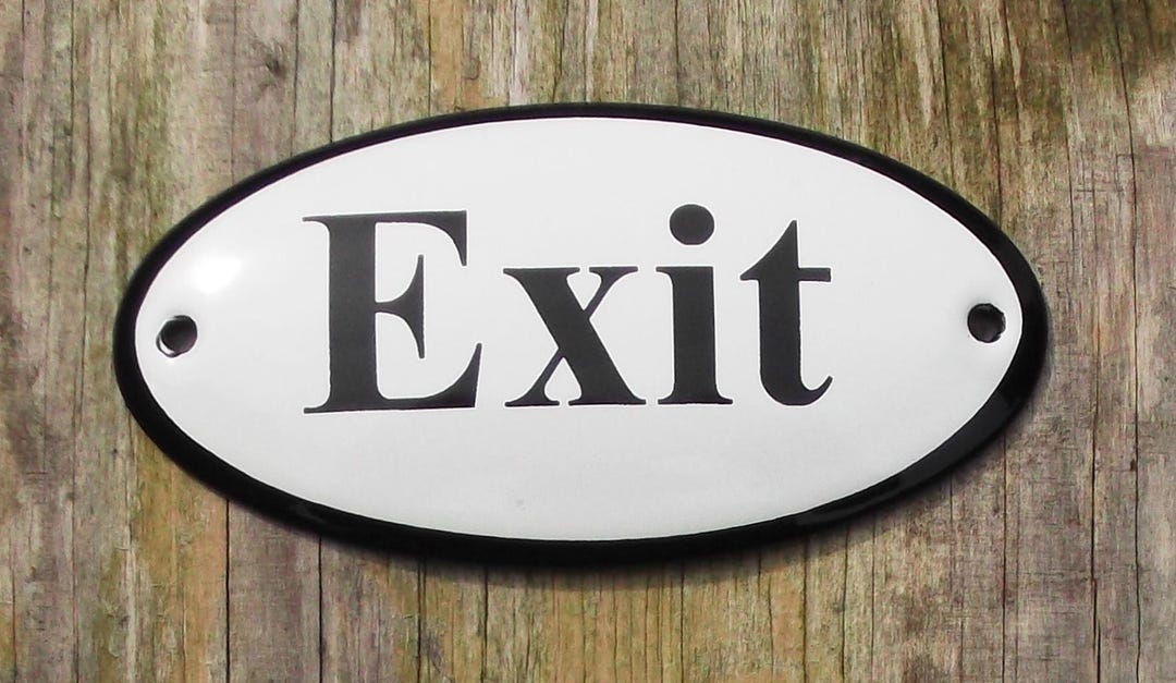 Classic Enamel 'exit' Sign. Black Text on a White Background, 10x5cm ...