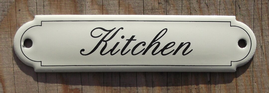 Classic Enamel Kitchen Sign. Black Text on a Cream Background, 12x3cm ...
