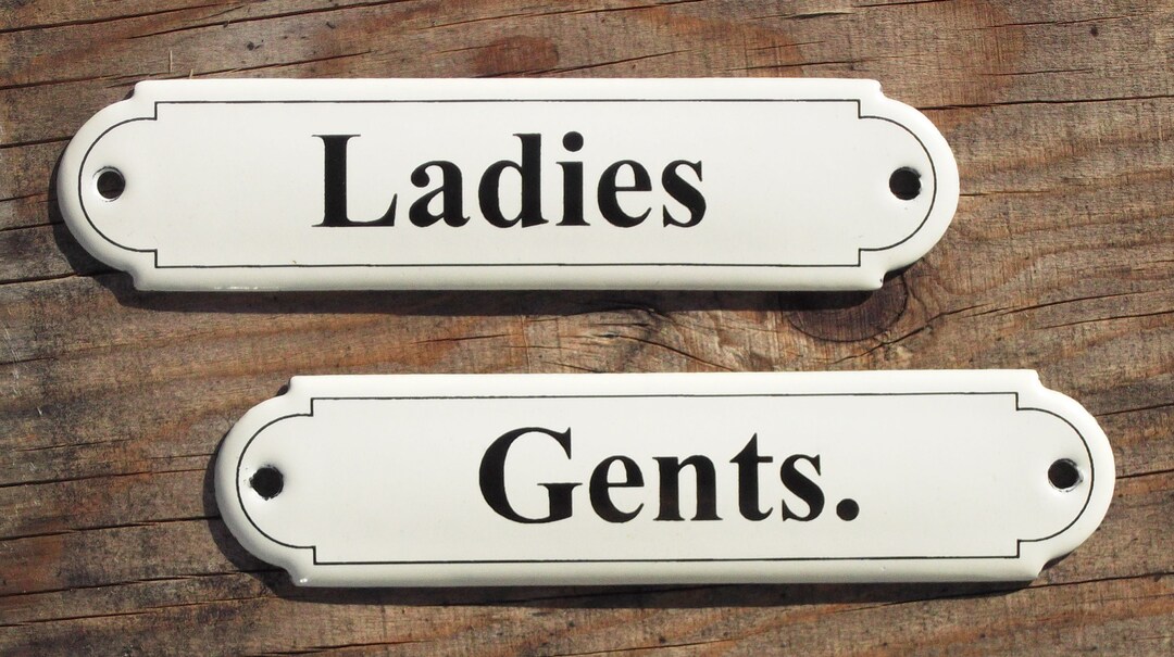 Classic Enamel Ladies & Gents. Toilet Signs. Black Text on a - Etsy