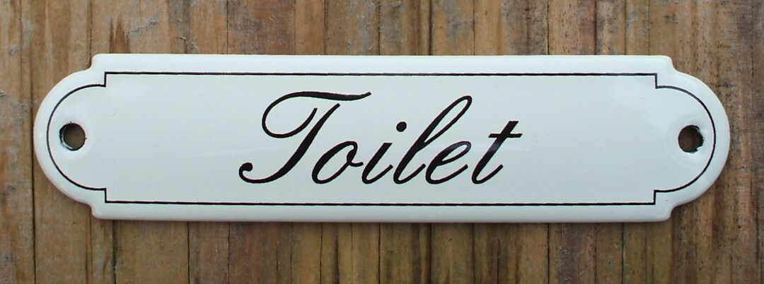 Classic Enamel Toilet Sign. Black Text on a Cream Background. 12x3cm ...