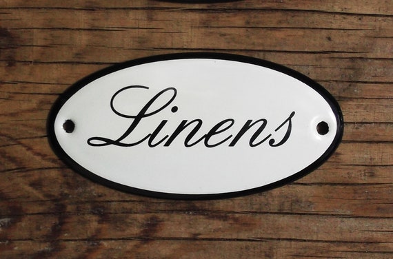Classic Enamels Linens Sign. Black Text on a White Background - Etsy