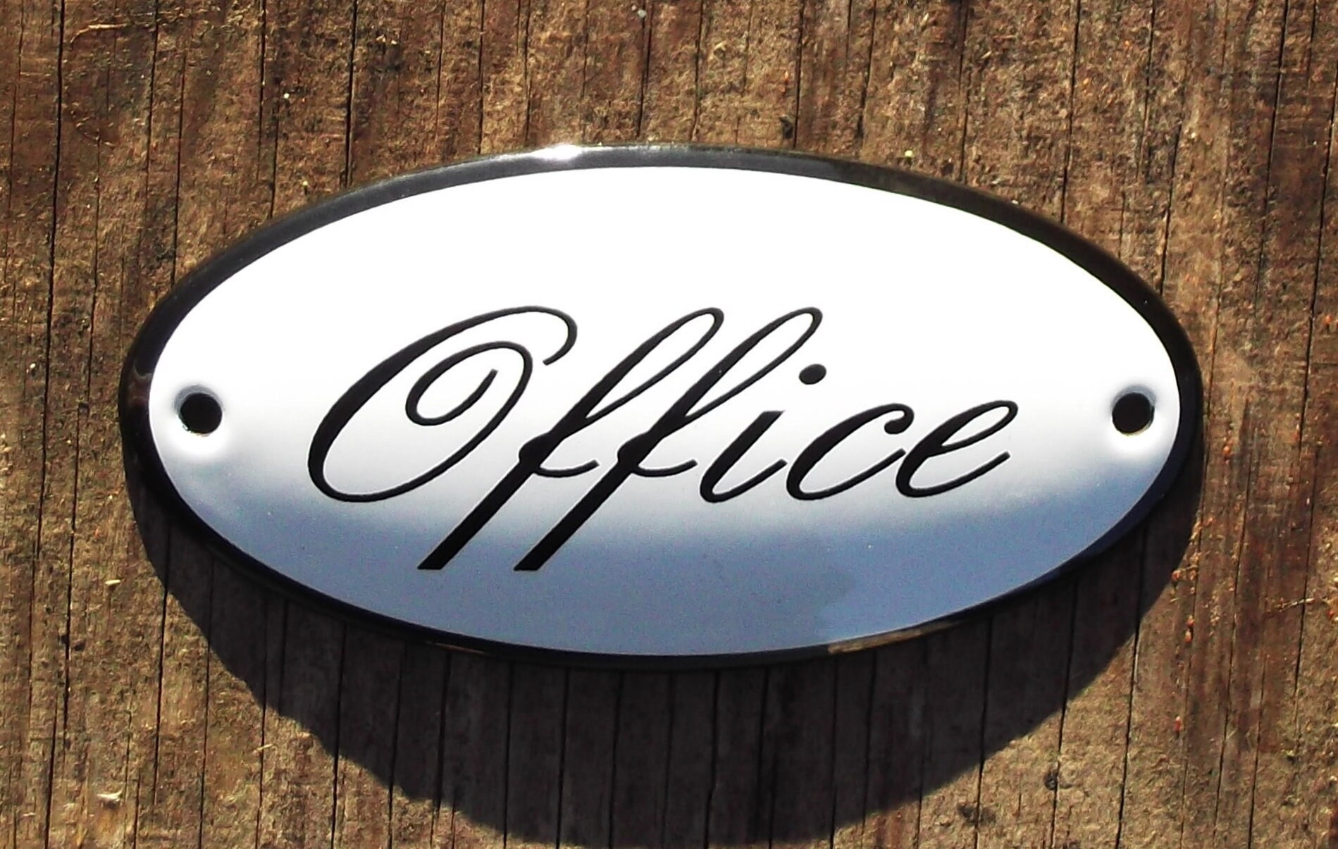 Classic Enamel Office Sign. Black Text on a White Background | Etsy