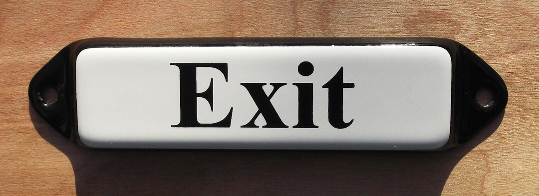 Classic Enamel Exit Sign. Black Text on a White Background, 10x3cm. - Etsy