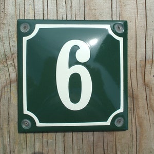 Classic Enamels House Number 6 Sign. Cream No. 6 on a Green Background ...