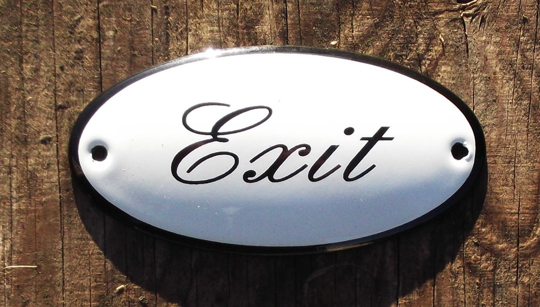 Classic Enamel Exit Sign. Black Text on a White Background, 10x5cm. - Etsy