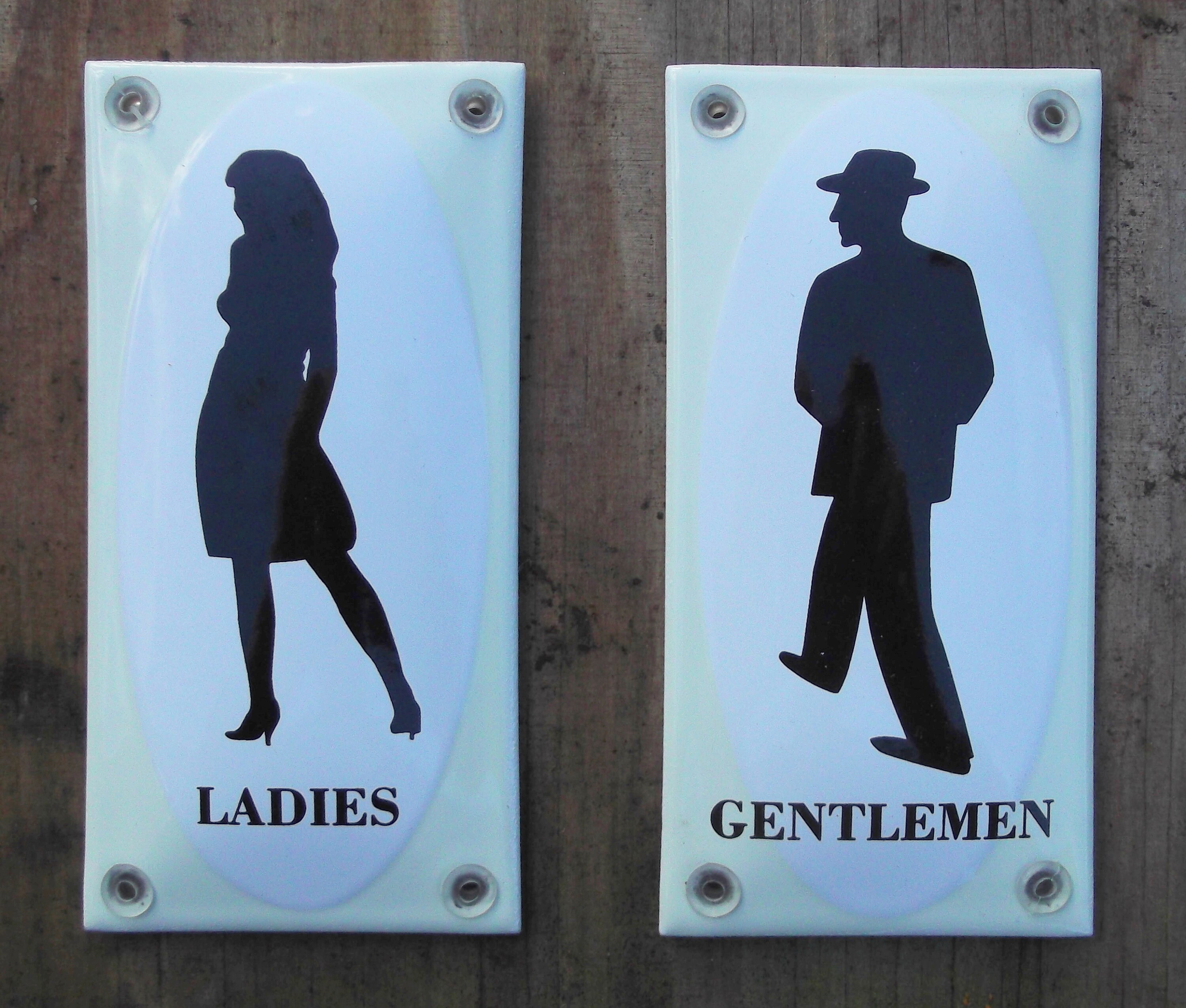Classic Enamel Ladies & Gentlemen Signs. Black Figures on a White/cream ...