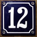 Classic Enamel House Number 12 Sign. White Number on a Blue Background ...