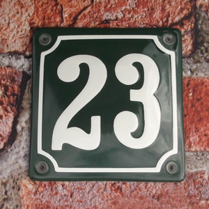 Classic Enamel House Number 23 Sign. Cream Number on a Green Background ...