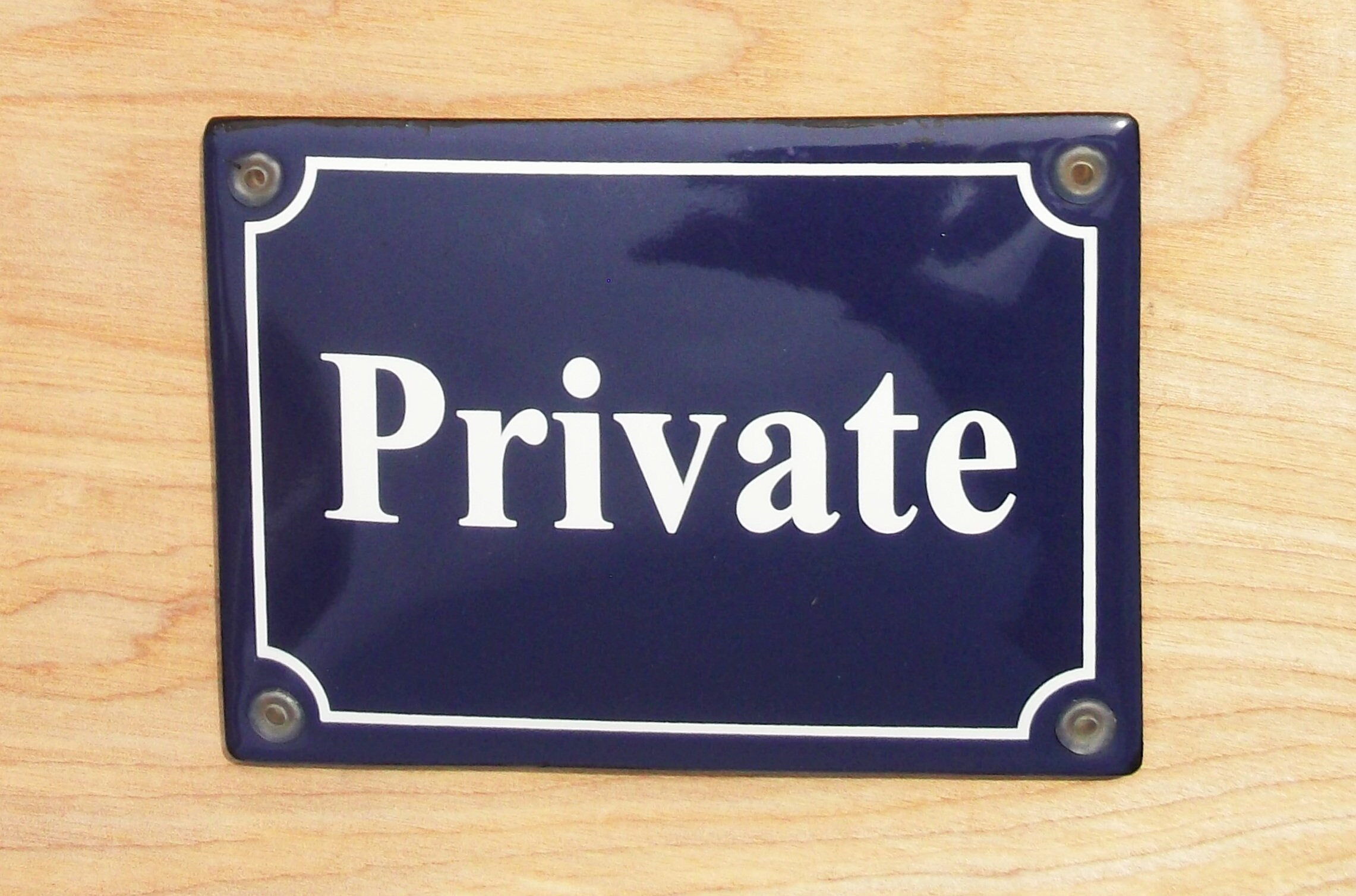 Classic Enamel Private Sign. White Text on a Blue Background. 14x10cm ...